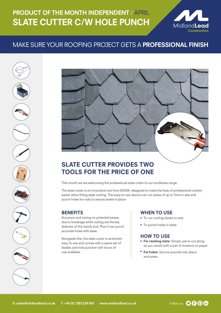 Product of the Month April: Slate cutter c/w hole punch - Midland Lead